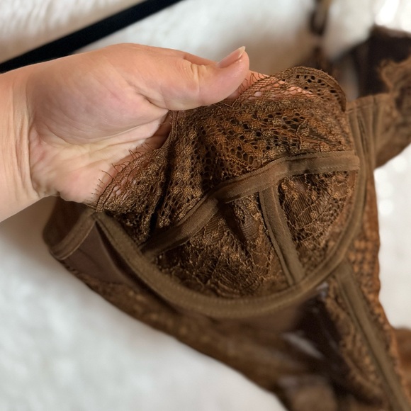 SHEIN | Tops | Shein Lace Detail Brown Bra | Poshmark